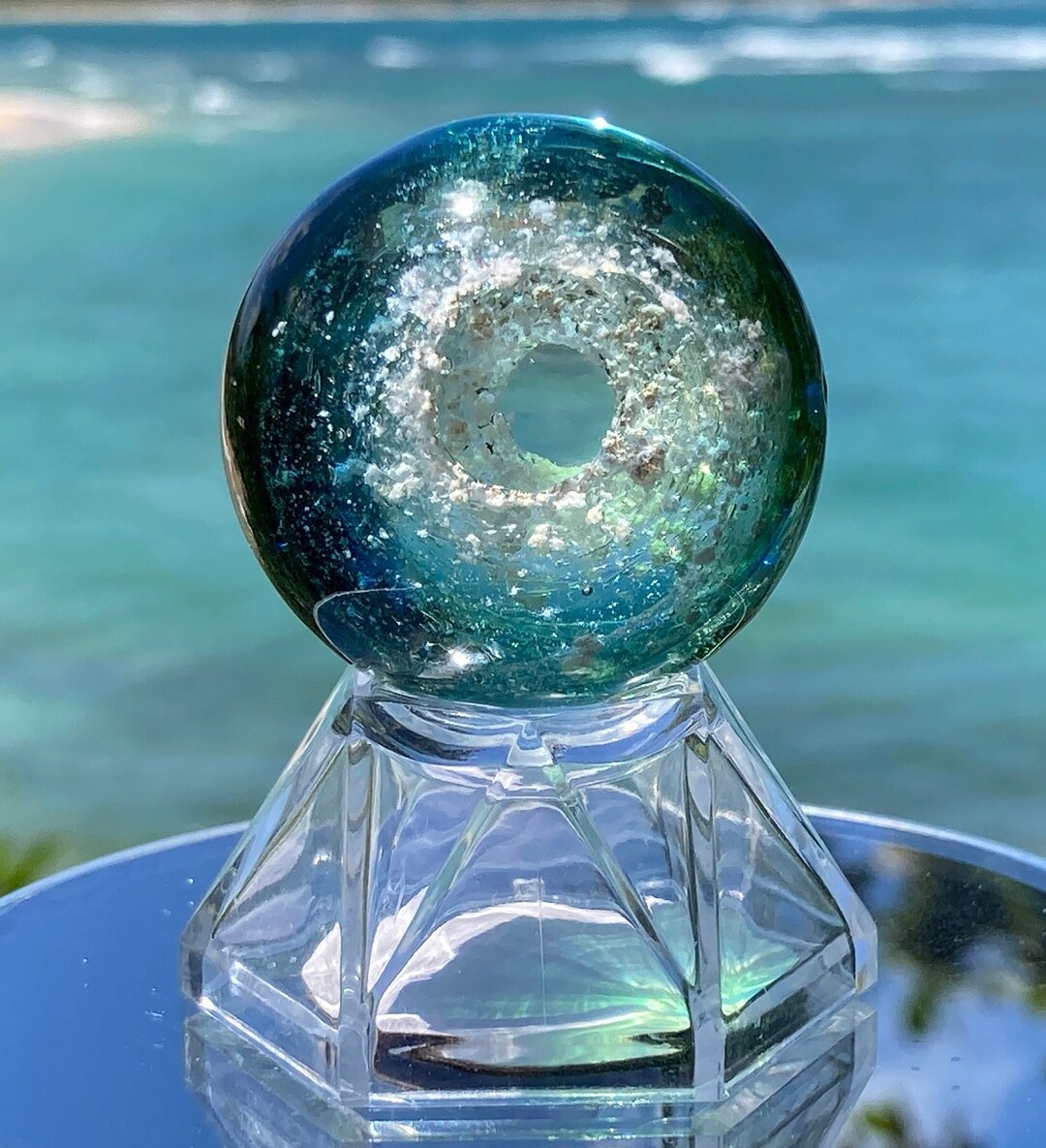 Memorial Sun Catcher, Cremation Ash in Glass, (color: Green & #3 Cobalt ...