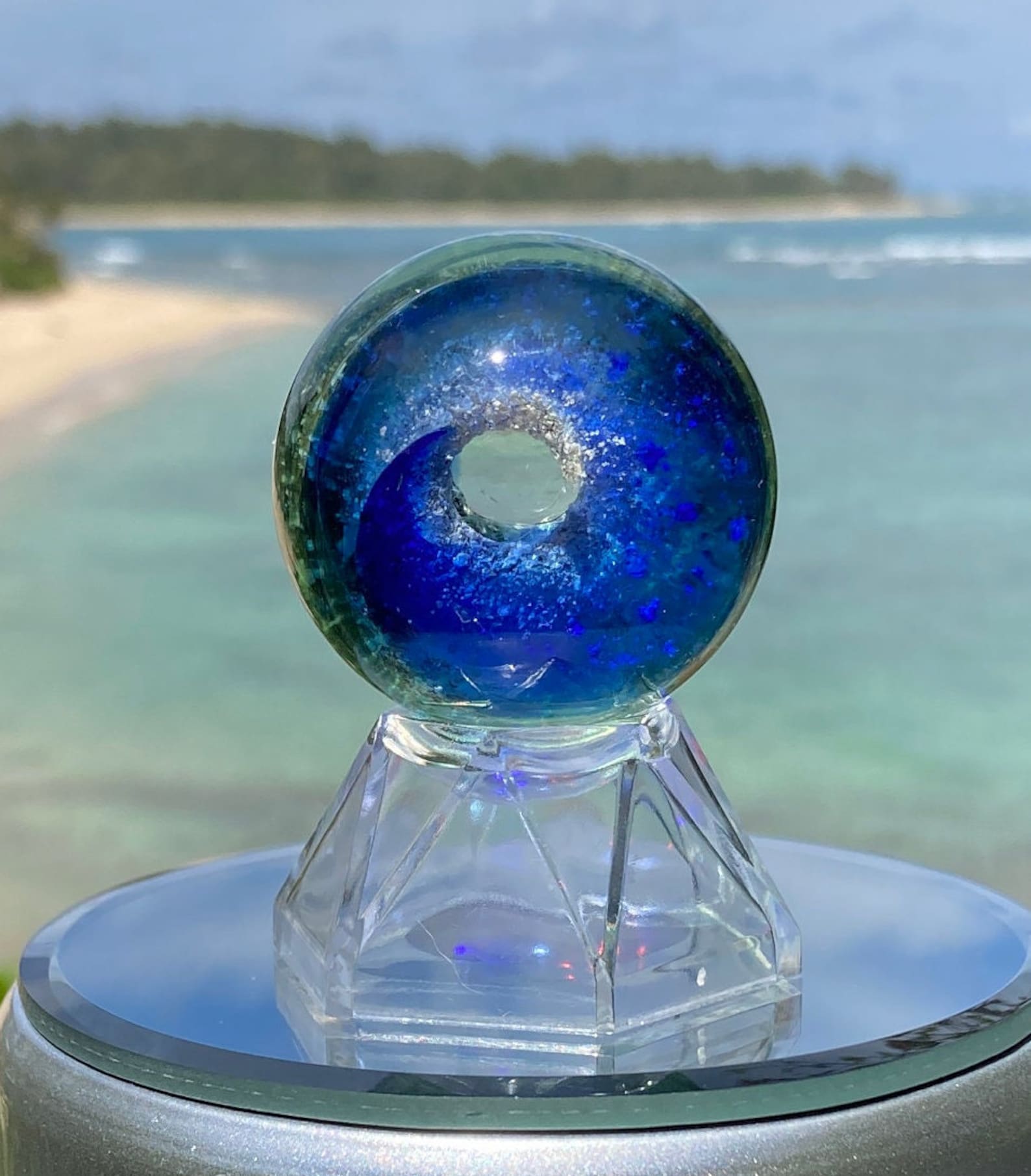 Memorial Sun Catcher, Cremation Ash in Glass, (cobalt Blue #4/emerald ...