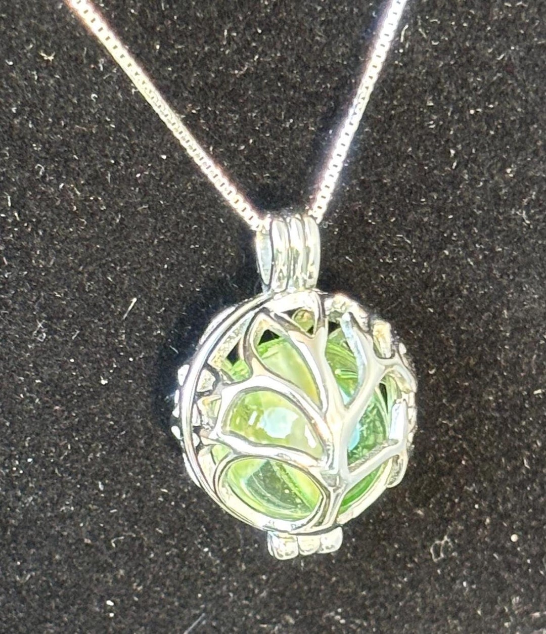Tree of Life Memorial Pendant, Caged Ashes in Glass Cremation Marble ...