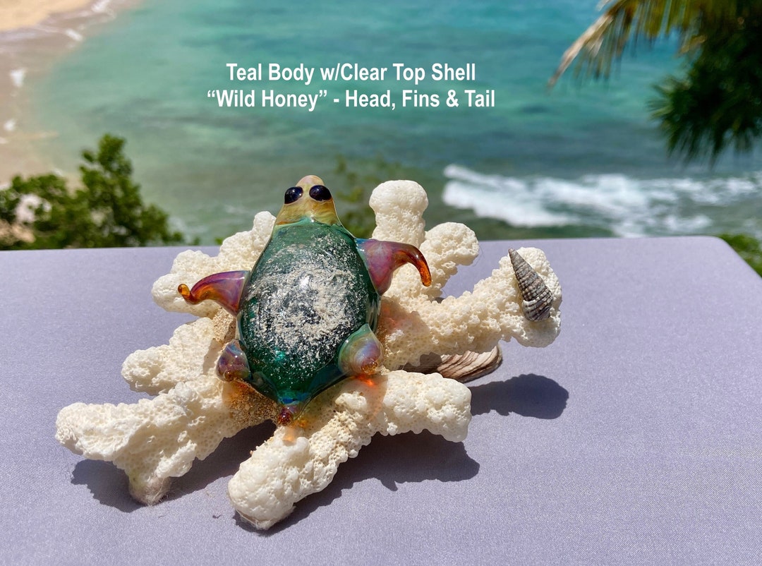 Ashes in Glass Sea Turtle Cremation Ashes in Memorial Glass. (color ...