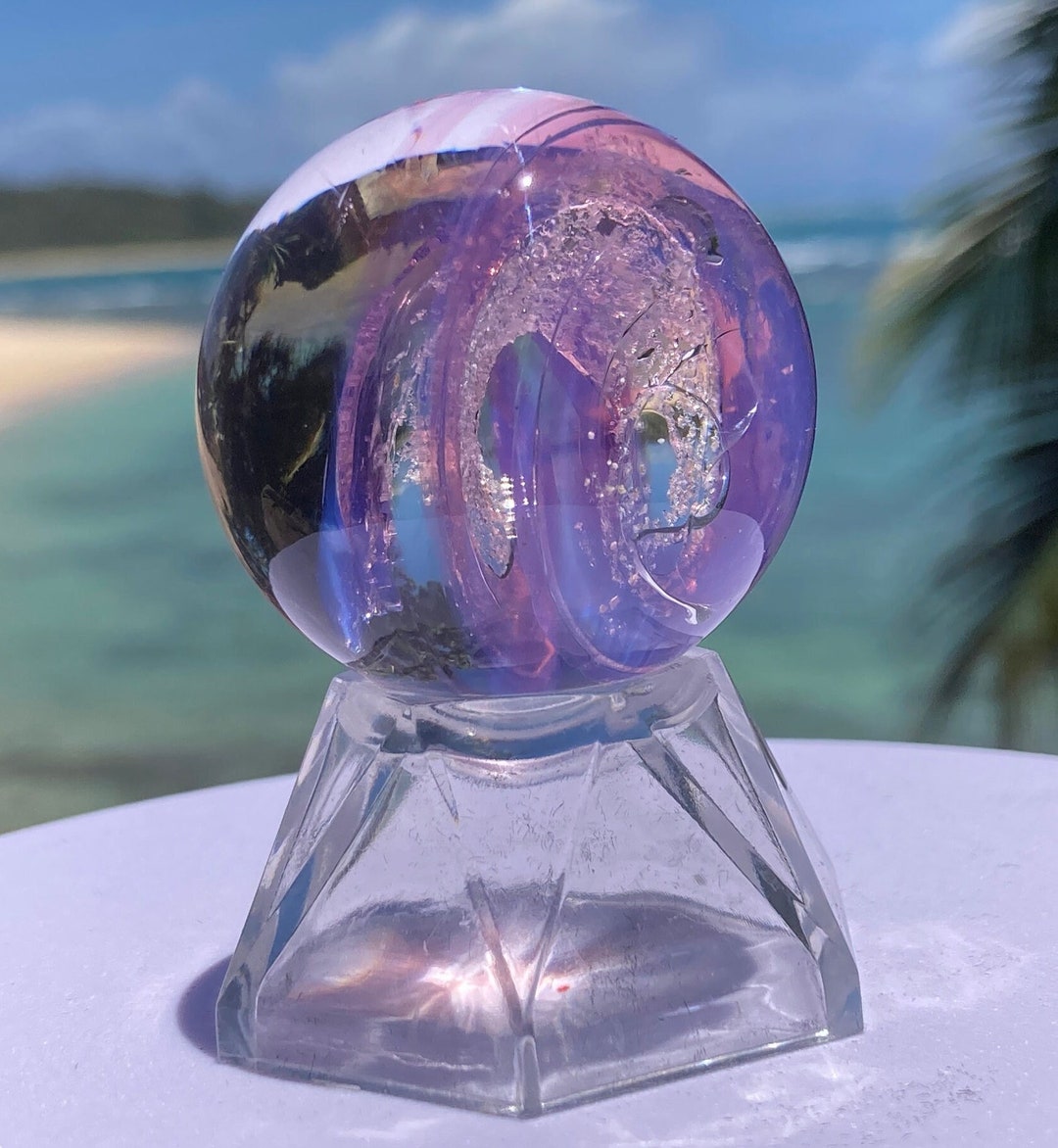 Cremated Ashes in Glass Sun Catcher (color: Purple Sky) Acrylic Stand ...
