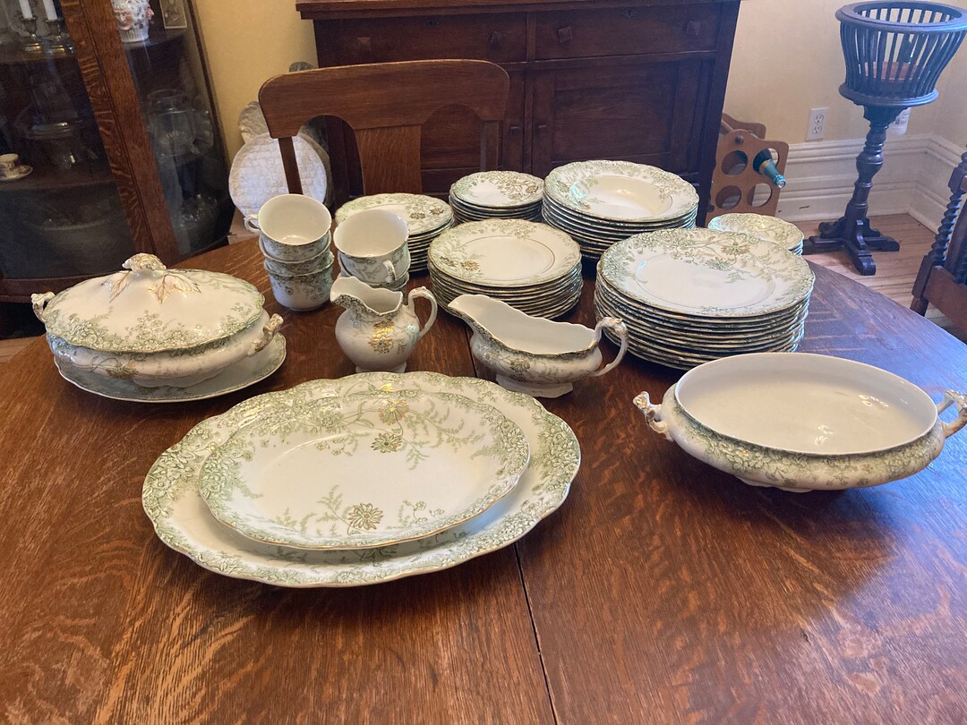 Large Set of F. Winkle and Co. Ironstone Transferware Dishes in ...