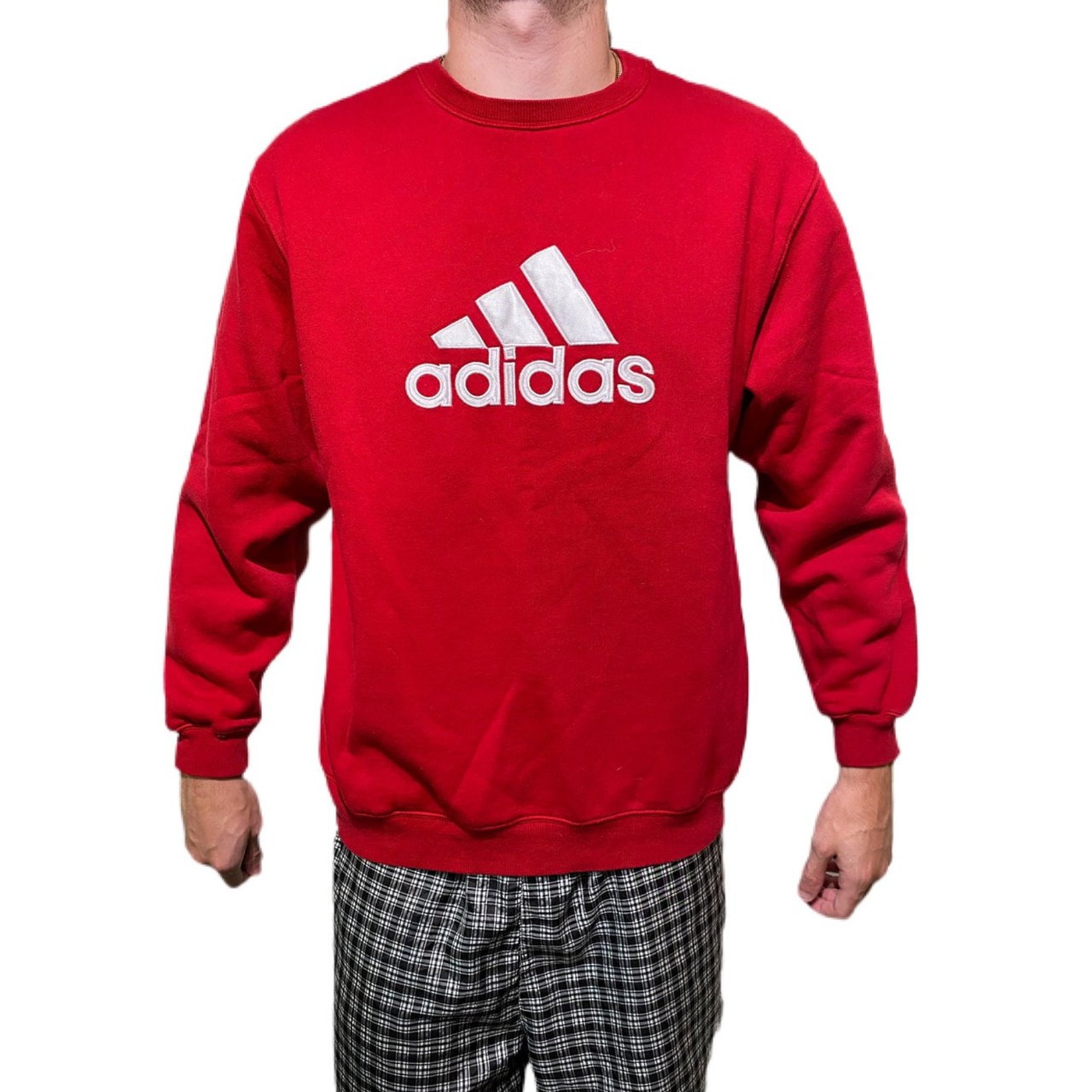 Y2k Adidas Essential Red Crew Neck Sweatshirt - Etsy