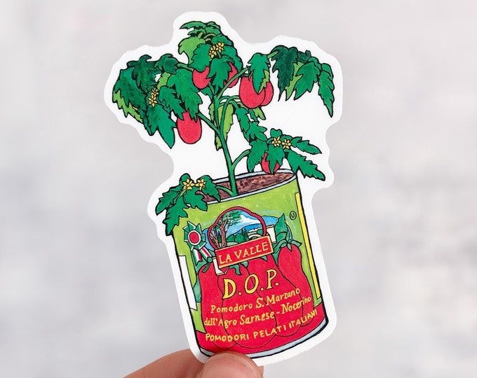 Tomato Can Sticker, Tomato Plant Art Print, Food Sticker, Italian Gift ...