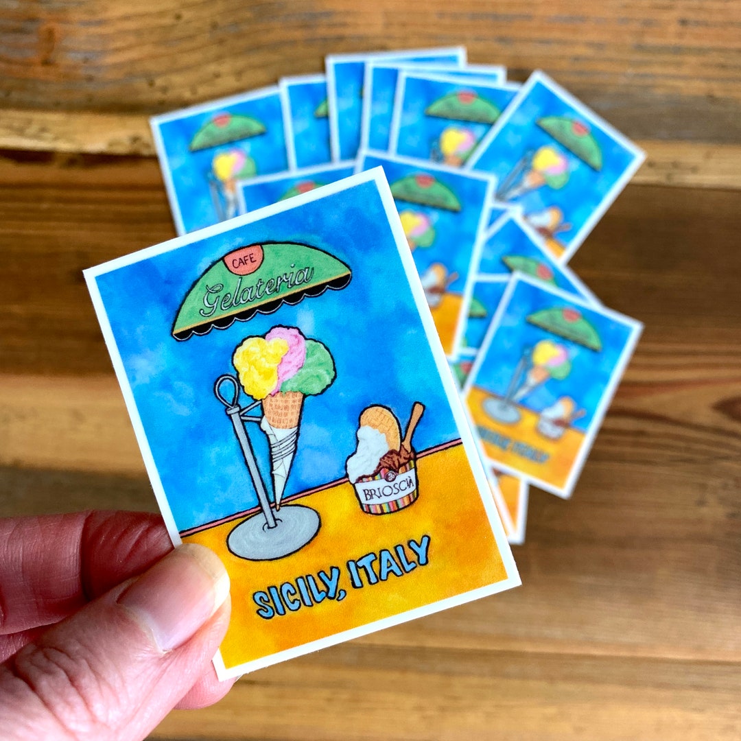 Sicily Sticker Gelato Sticker Italy Gifts Italy Food - Etsy