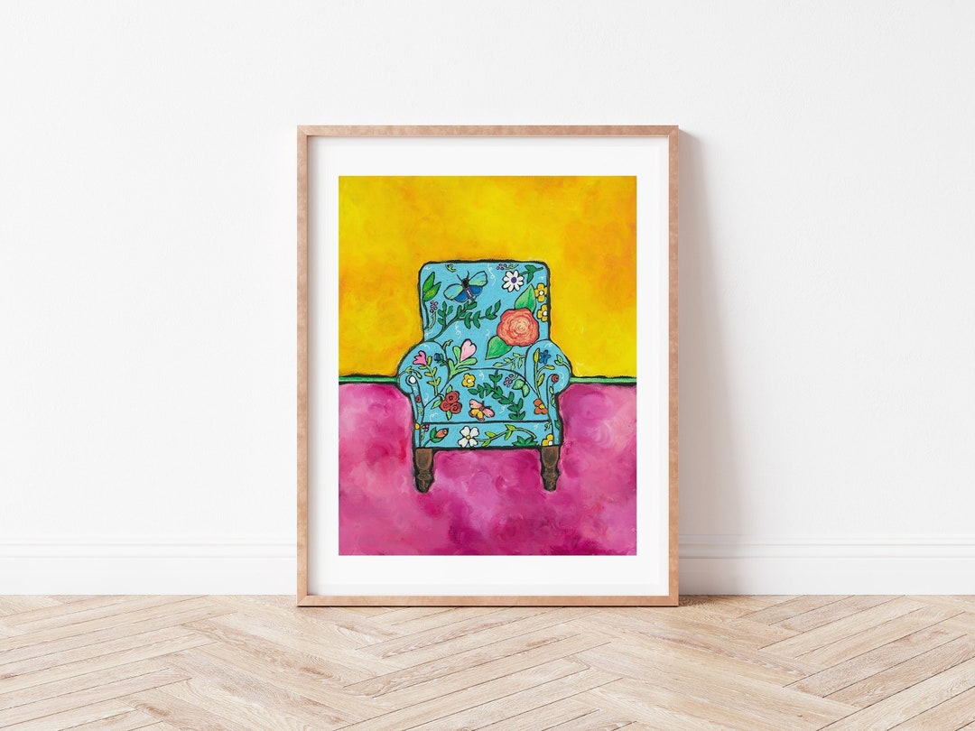 Chair Print Comfy Chair Blue Chair Art Pop Art Chair - Etsy