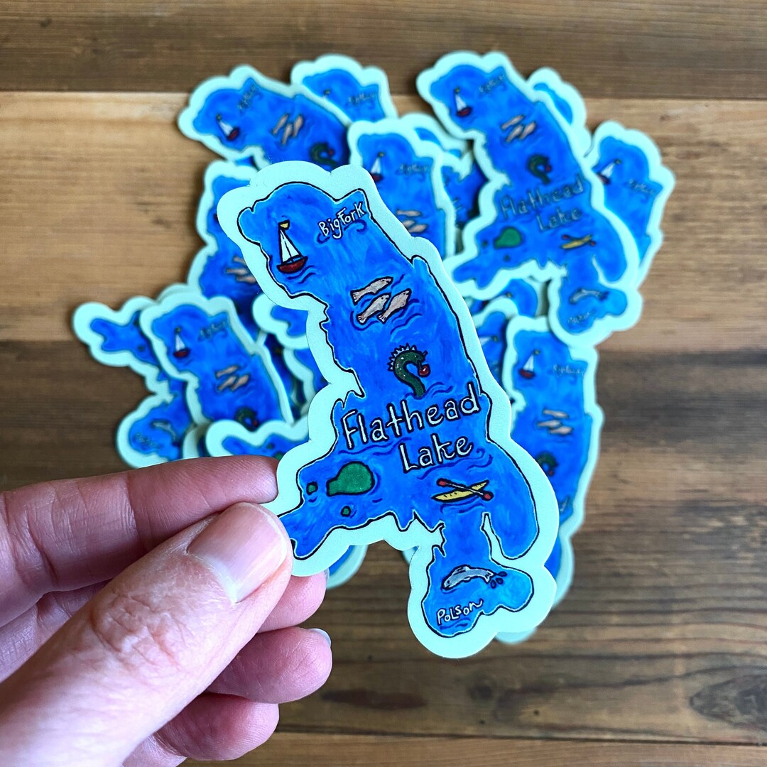 Flathead Lake Art, Montana Sticker, Montana Souvenir, Bigfork Montana ...