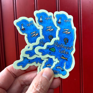 Flathead Lake Art, Montana Sticker, Montana Souvenir, Bigfork Montana ...