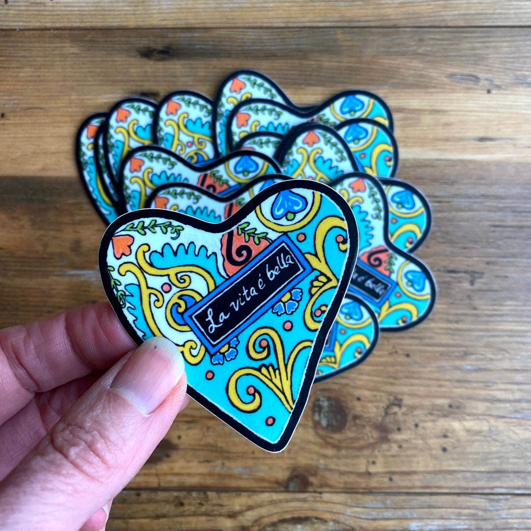 Italian Sticker, Heart Sticker for Water Bottle, Italy Souvenir, Small ...