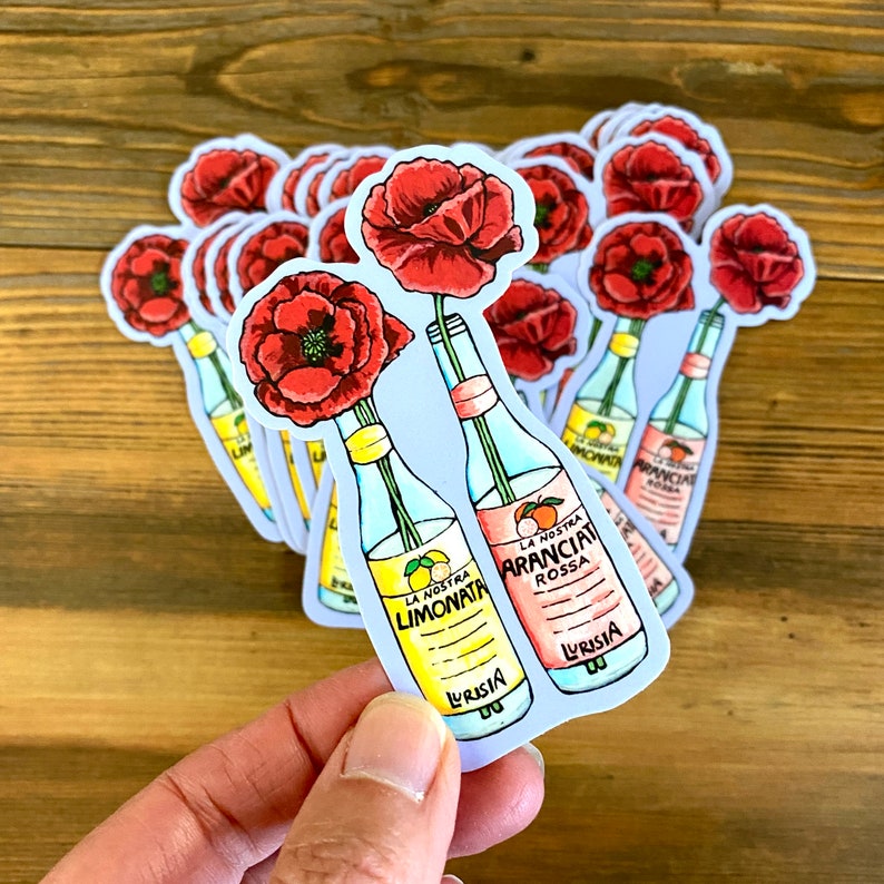 Italy Sticker Gift for Italian Poppies Sticker Italian - Etsy