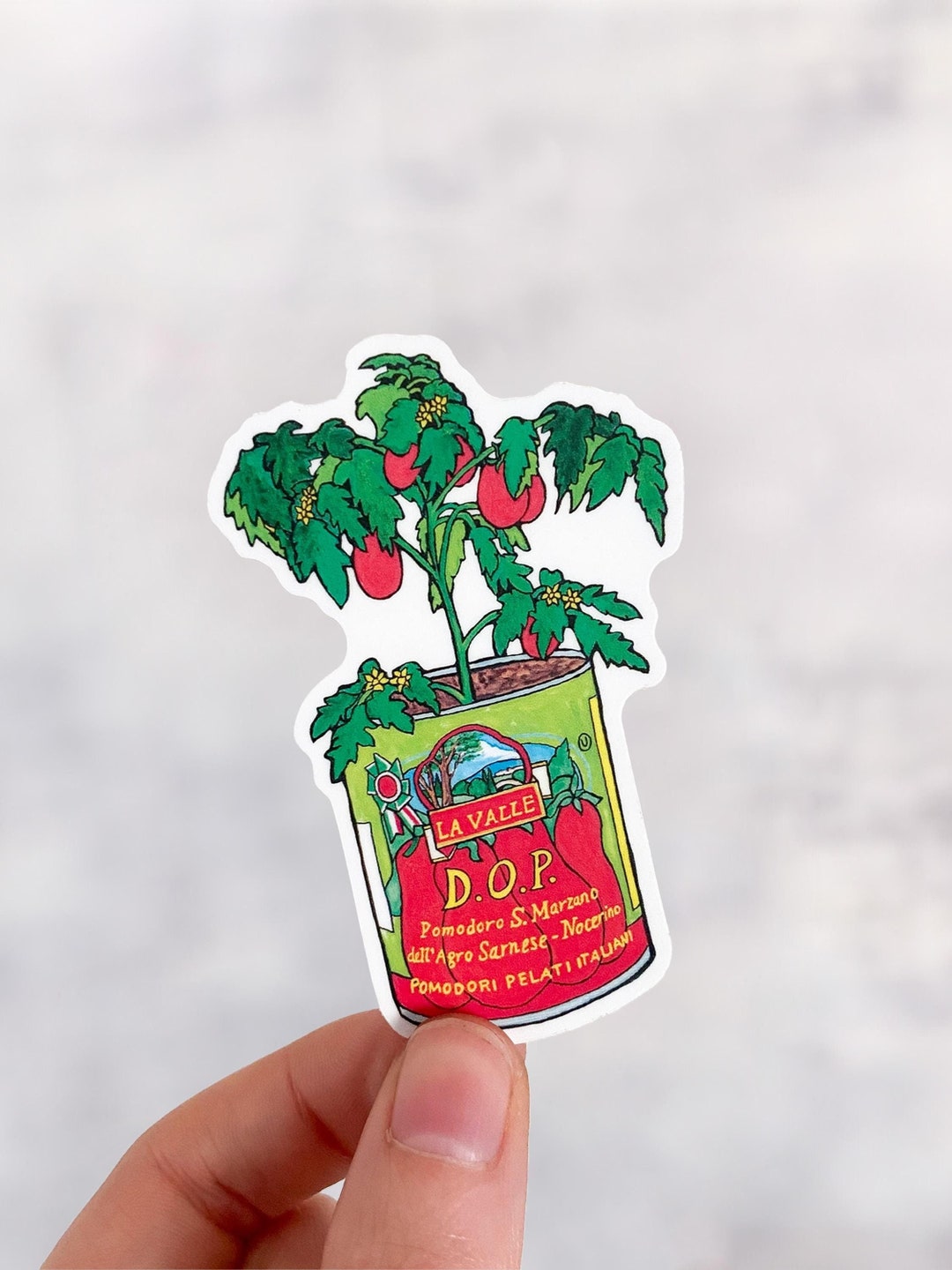 Tomato Can Sticker, Tomato Plant Art Print, Food Sticker, Italian Gift ...
