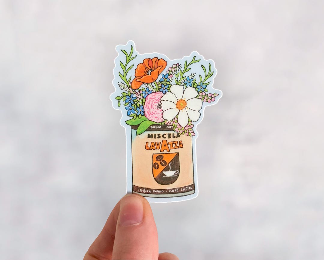 Lavazza Coffee Can and Flowers Sticker, Italian Art - Etsy