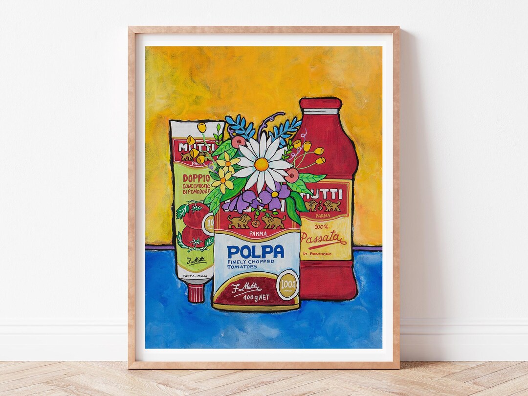 Mutti Art, Italian Food Poster, Colorful Kitchen, Canned Tomato ...