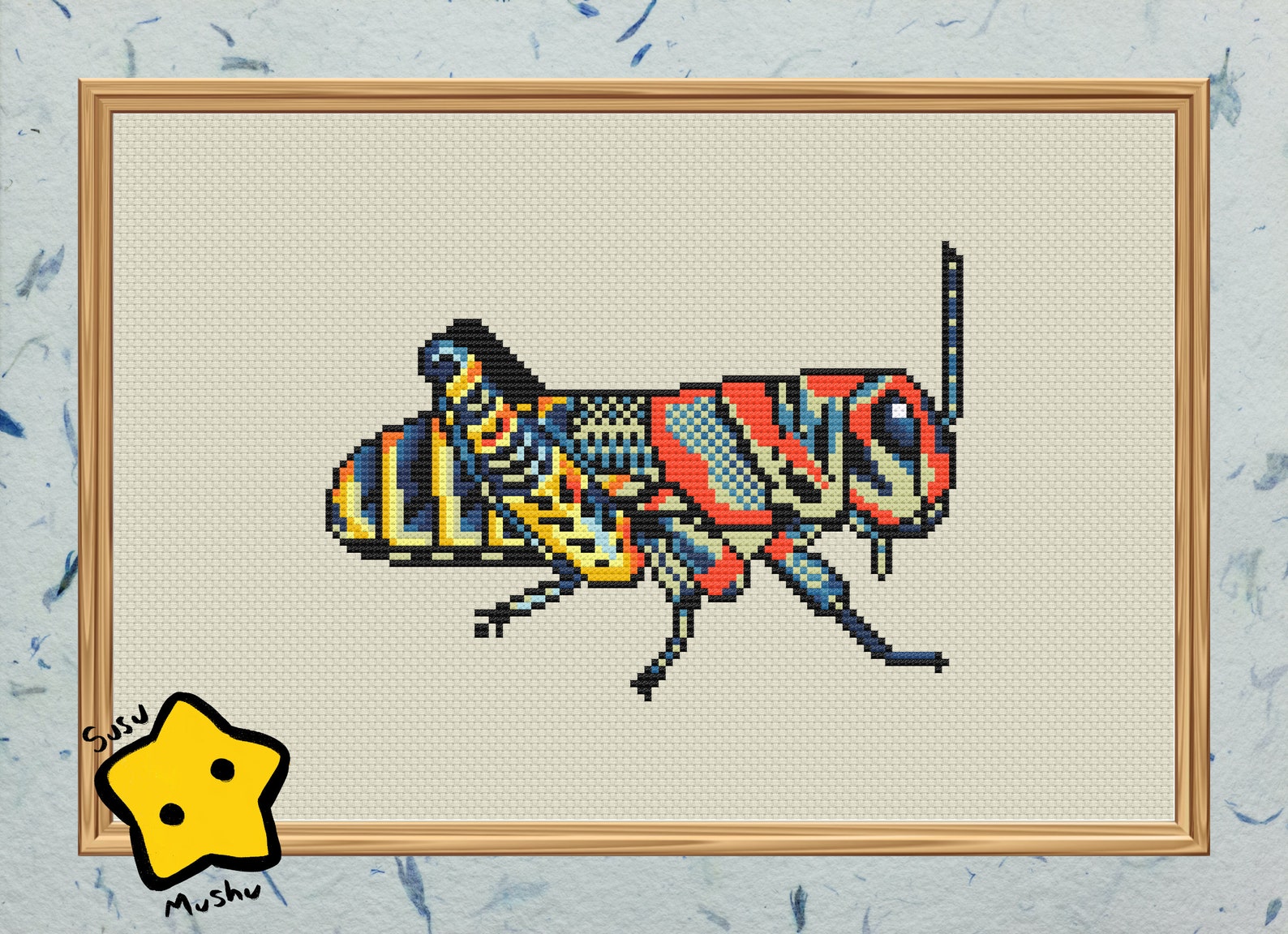 Rainbow Grasshopper Cross Stitch Pattern, Digital Pattern, Grasshopper ...