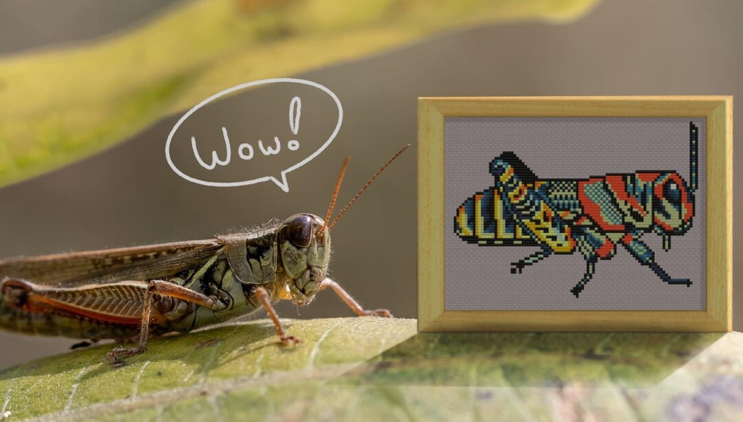 Rainbow Grasshopper Cross Stitch Pattern, Digital Pattern, Grasshopper ...