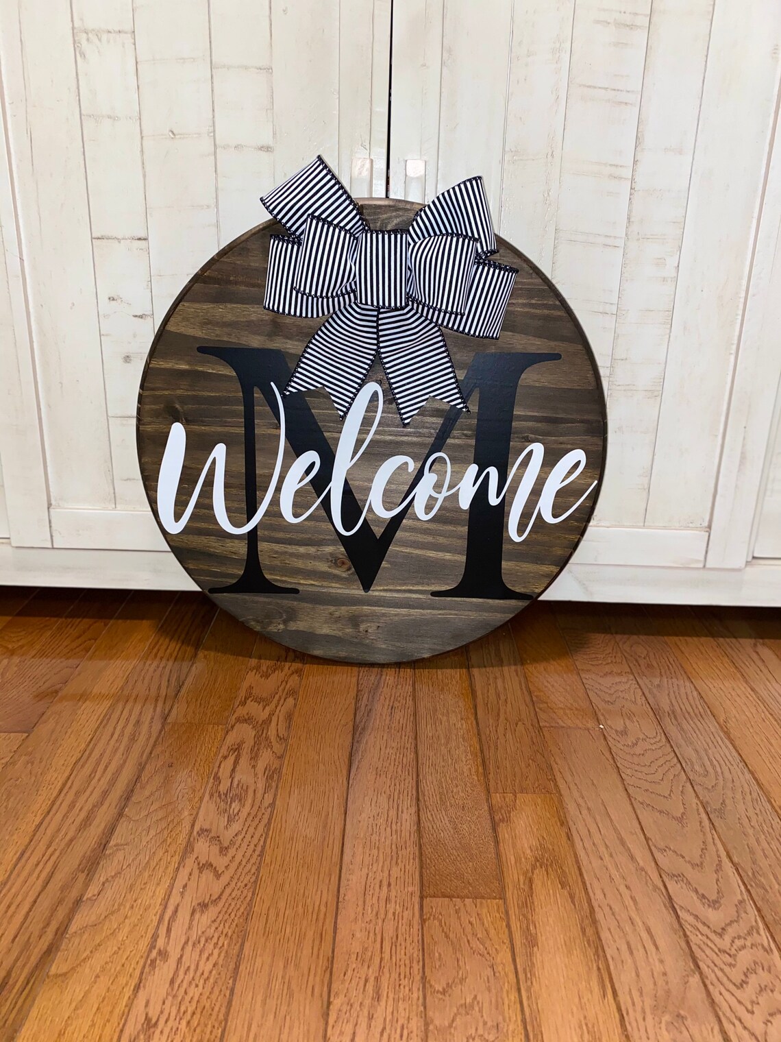 18 Welcome with initial Door Hanger Front Door Sign Welcome | Etsy