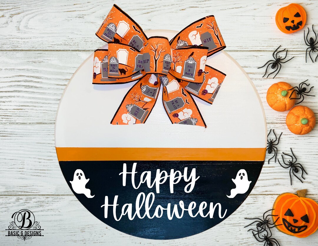 Halloween Door Sign, Happy Halloween Door Hanger, Fall Wreaths, Fall ...