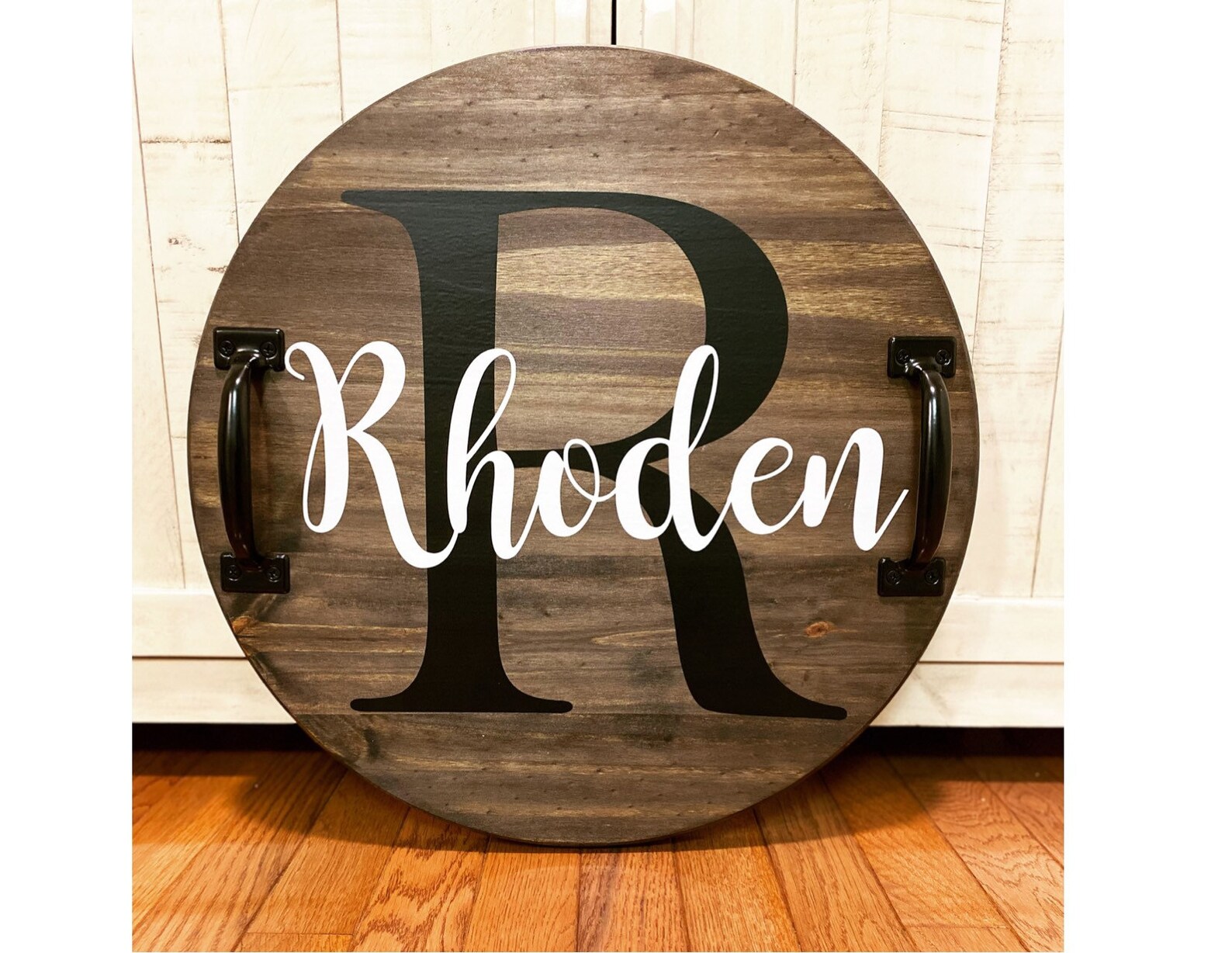 Serving Tray With Handles Monogram Wood Name Personalized - Etsy