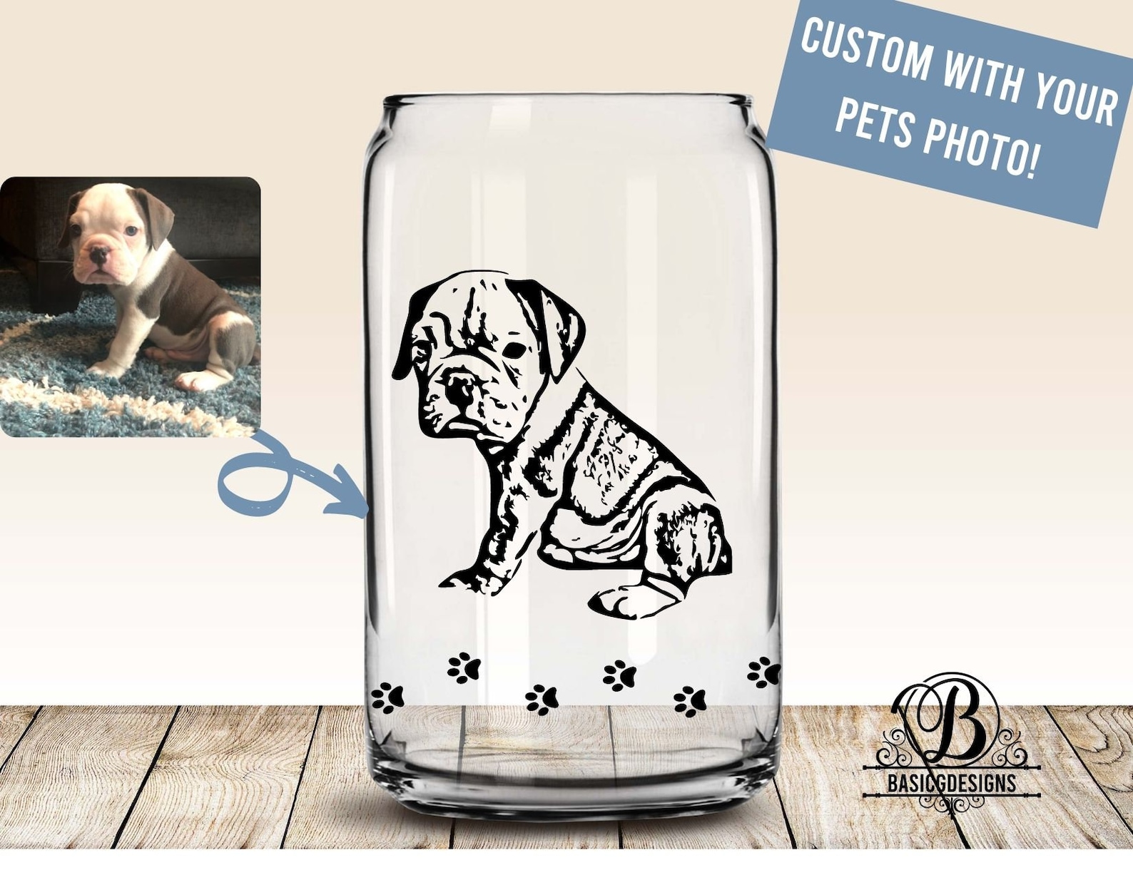 Pet Photo Beer Can Glass Pet Photo Personalized Dog Photo - Etsy