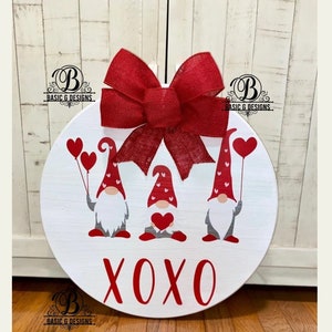 Gnome Valentines Day Themed Door Sign, Valentine Door Hanger, Love Door ...