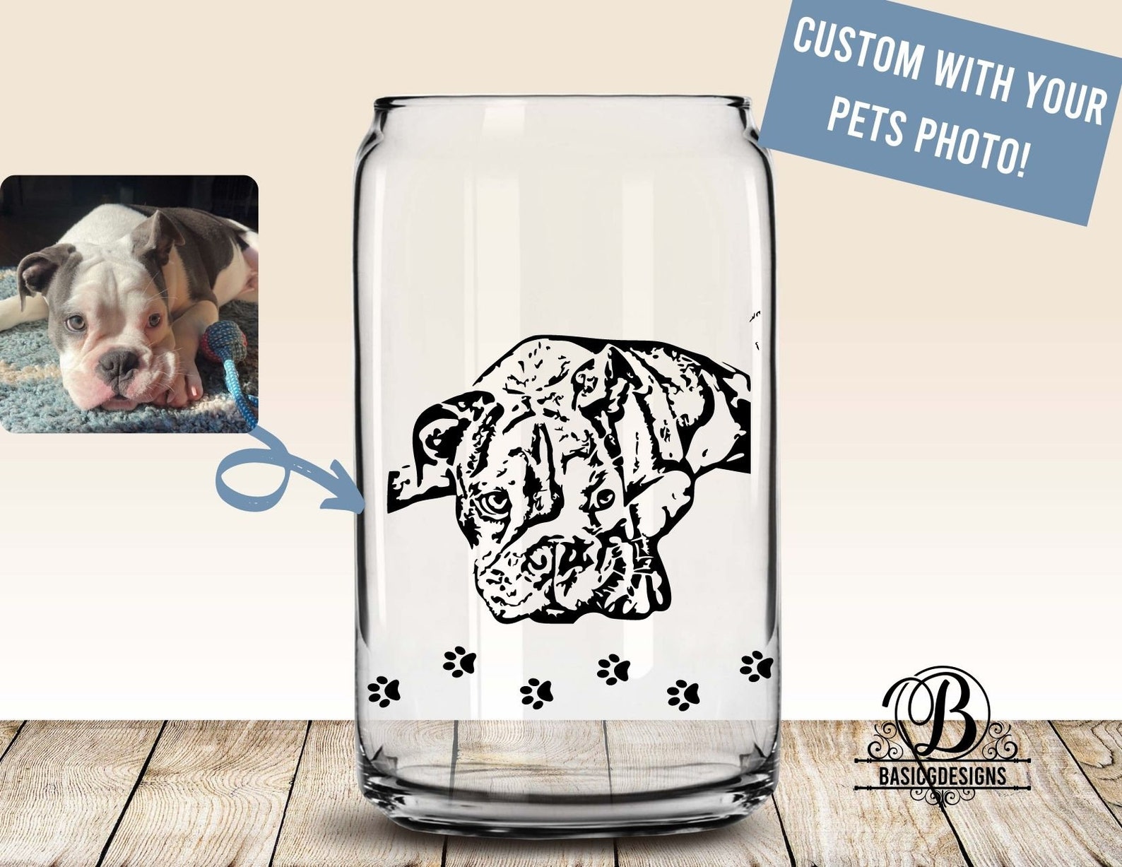 Pet Photo Beer Can Glass Pet Photo Personalized Dog Photo - Etsy