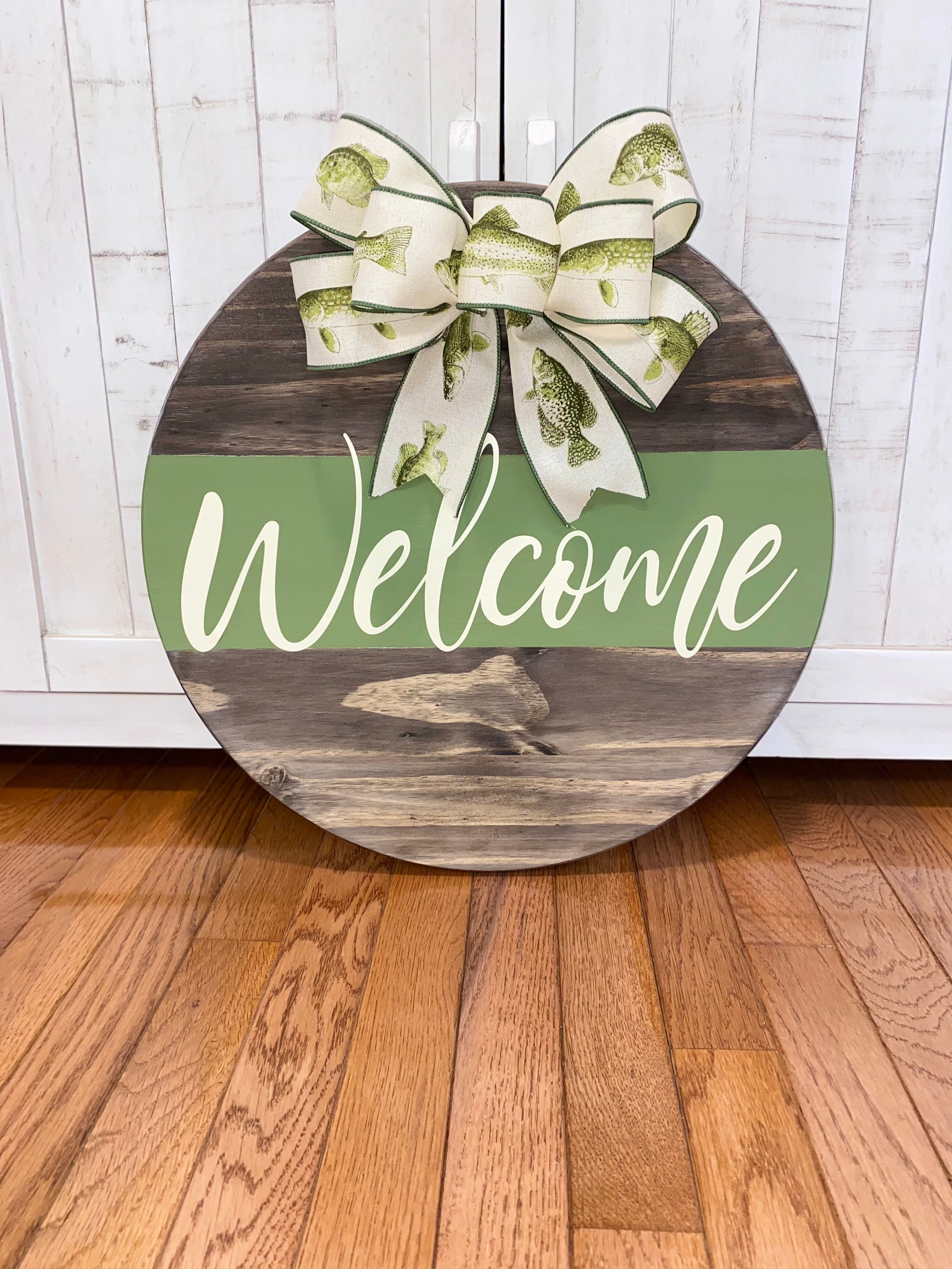Welcome Fish Themed Door Sign With Fish Bow 18 Door Hanger - Etsy