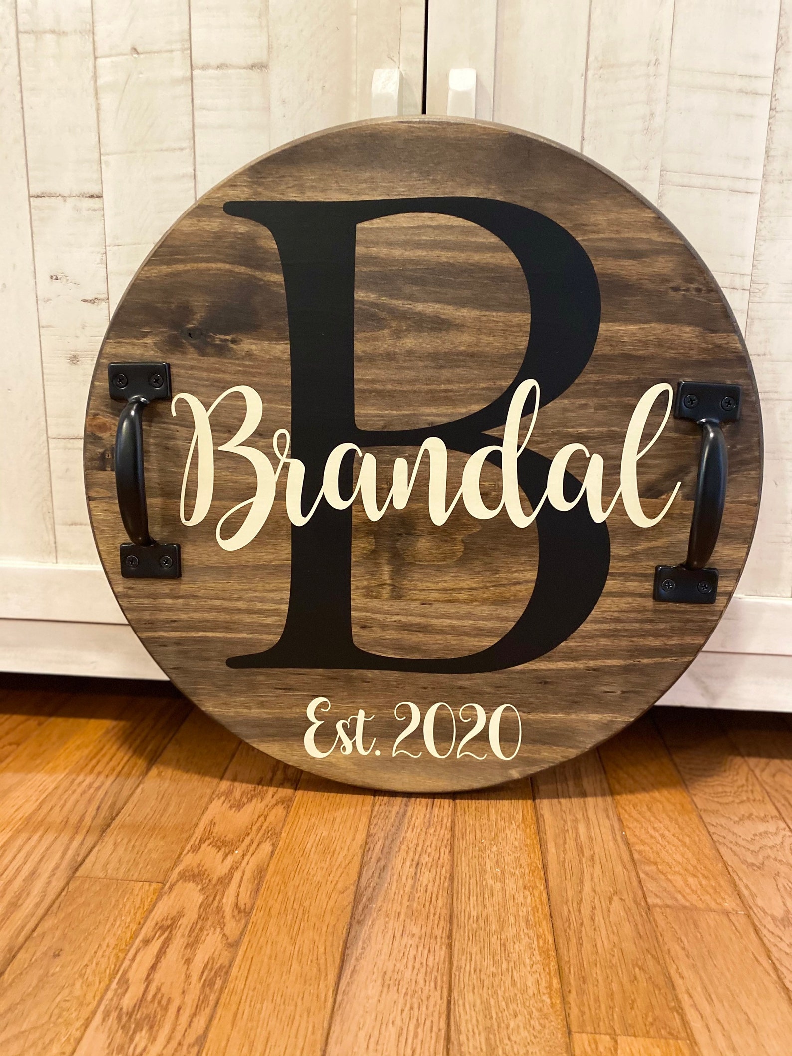 Serving Tray With Handles Monogram Wood Name Personalized - Etsy