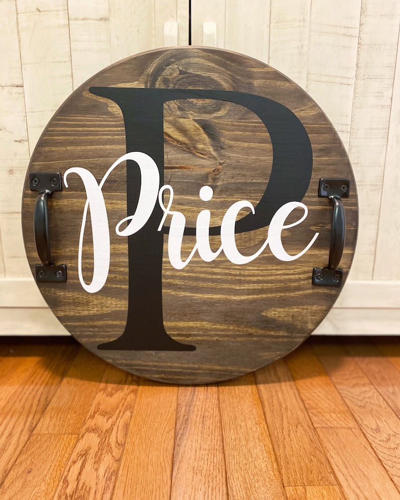Serving Tray With Handles Monogram Wood Name Personalized - Etsy