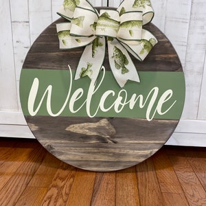 Welcome Fish Themed Door Sign With Fish Bow, 18” Door Hanger, Front ...
