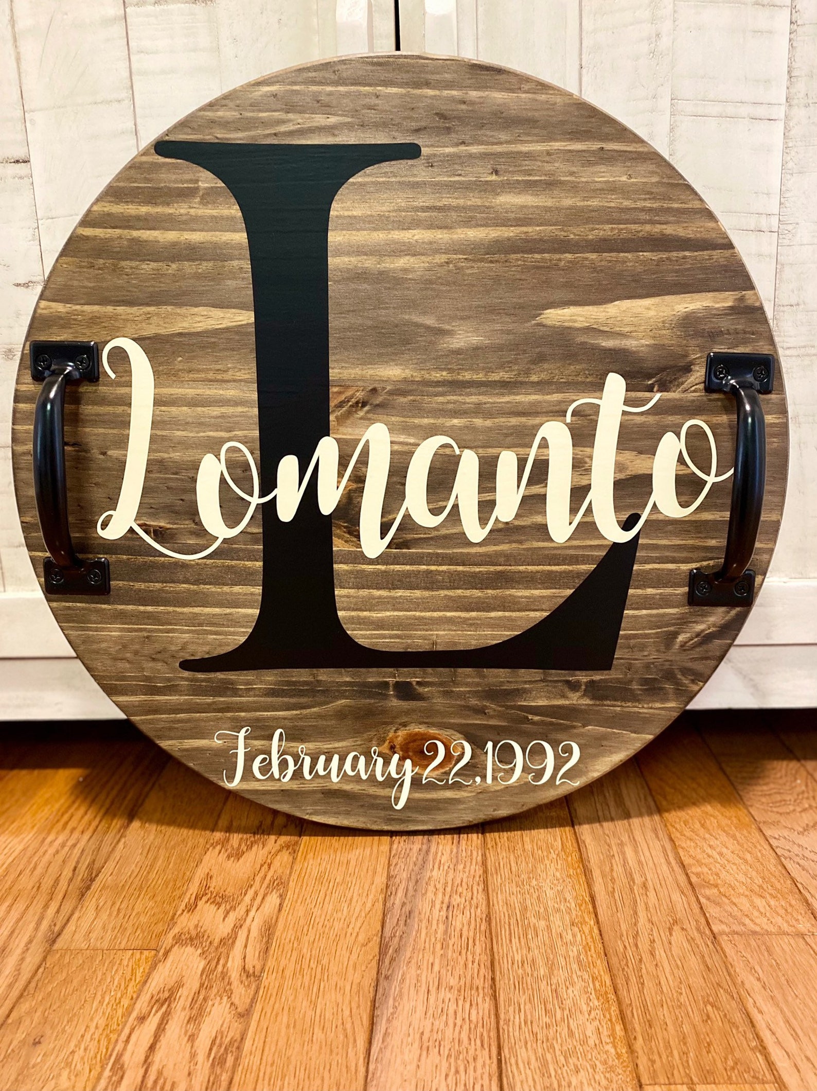 Serving Tray With Handles Monogram Wood Name Personalized - Etsy