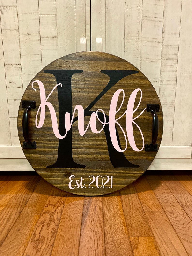 Serving Tray With Handles Monogram Wood Name Personalized - Etsy