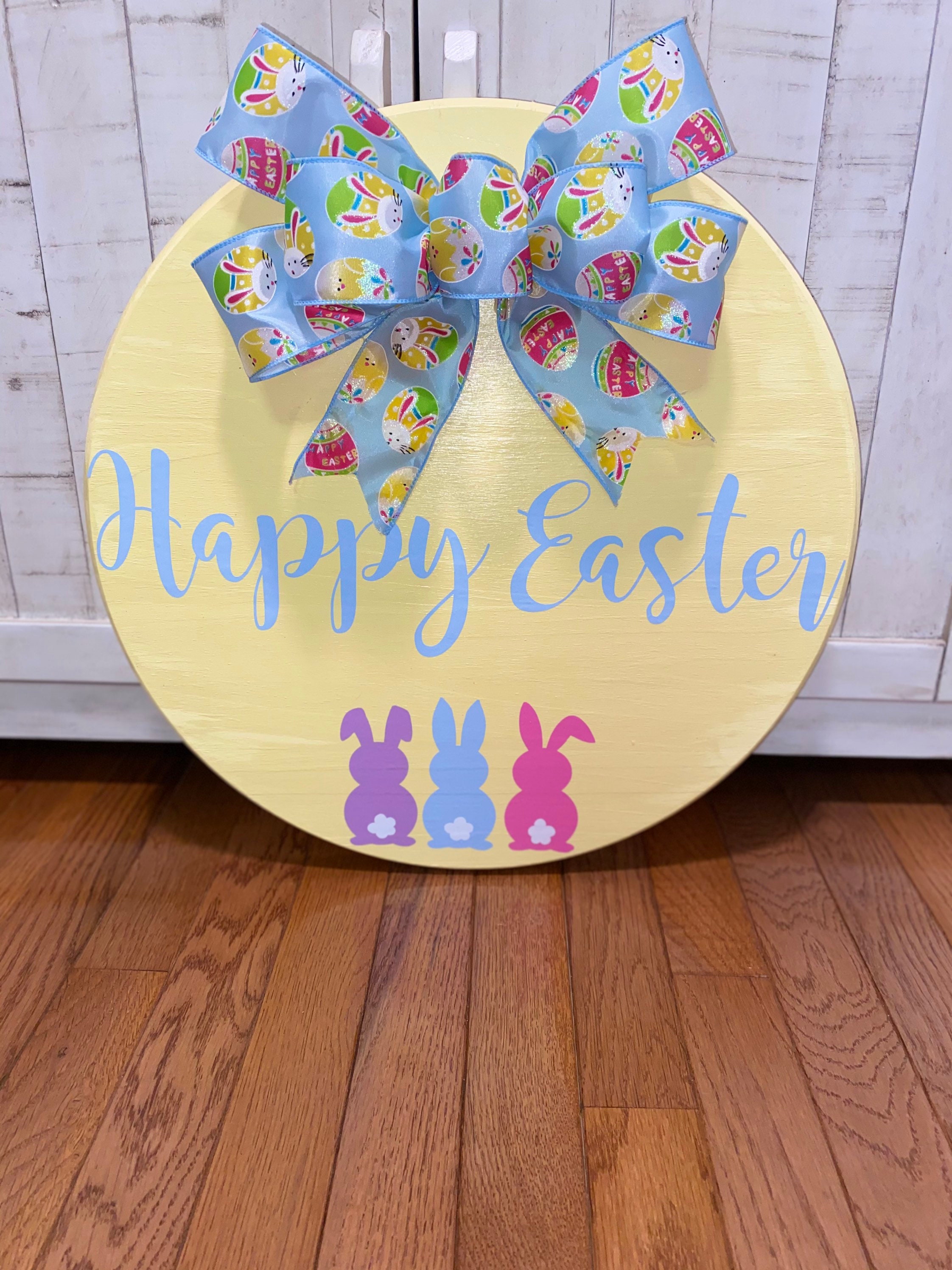 Easter with bunnies themed Door Sign happy Easter Door 18 - Etsy.de