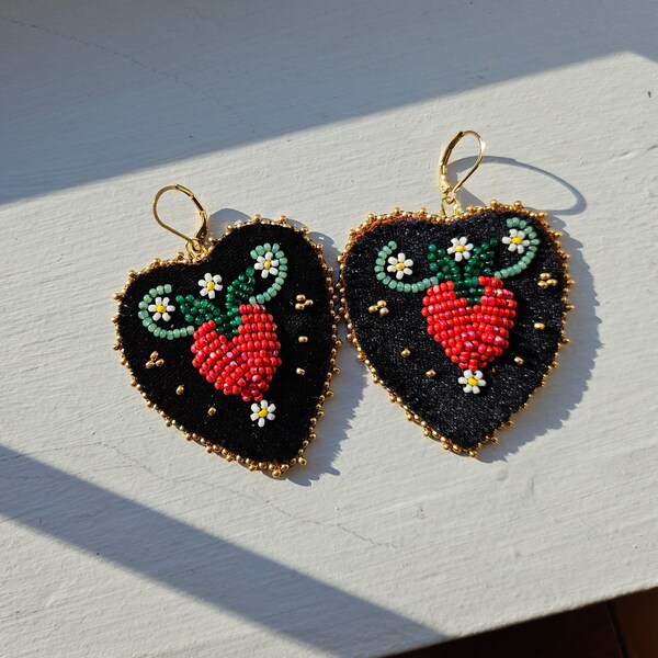 Indigenous Strawberry Earrings - Etsy