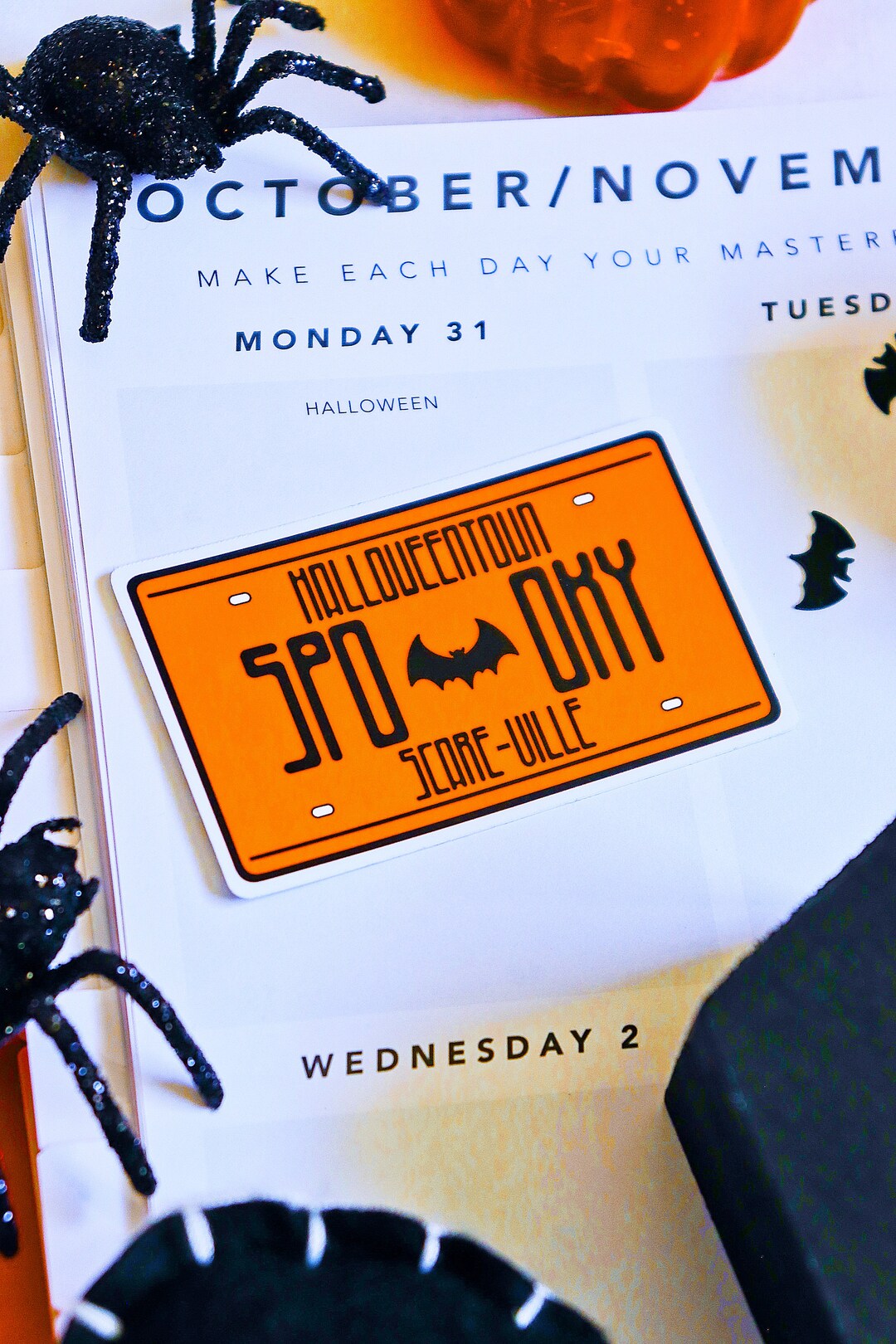 SPOOKY LICENSE PLATE Vinyl Sticker | Waterproof Glossy Die Cut ...