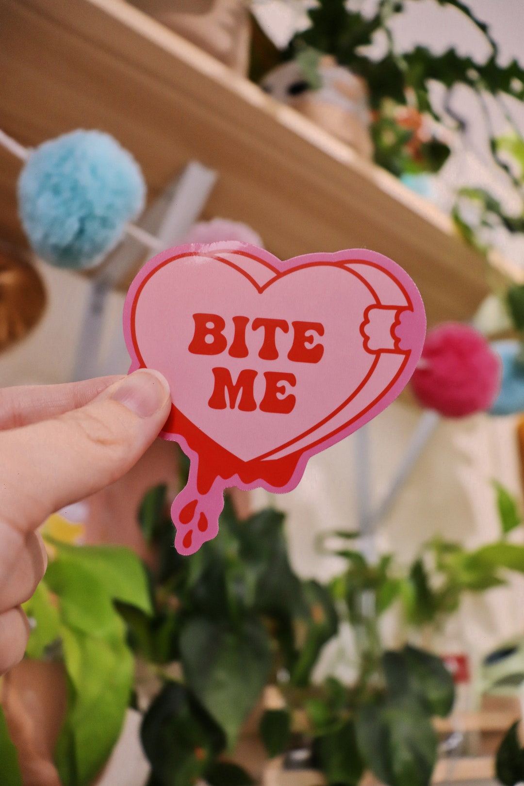 BITE ME Candy Heart Vinyl Sticker Waterproof Glossy Die Cut - Etsy