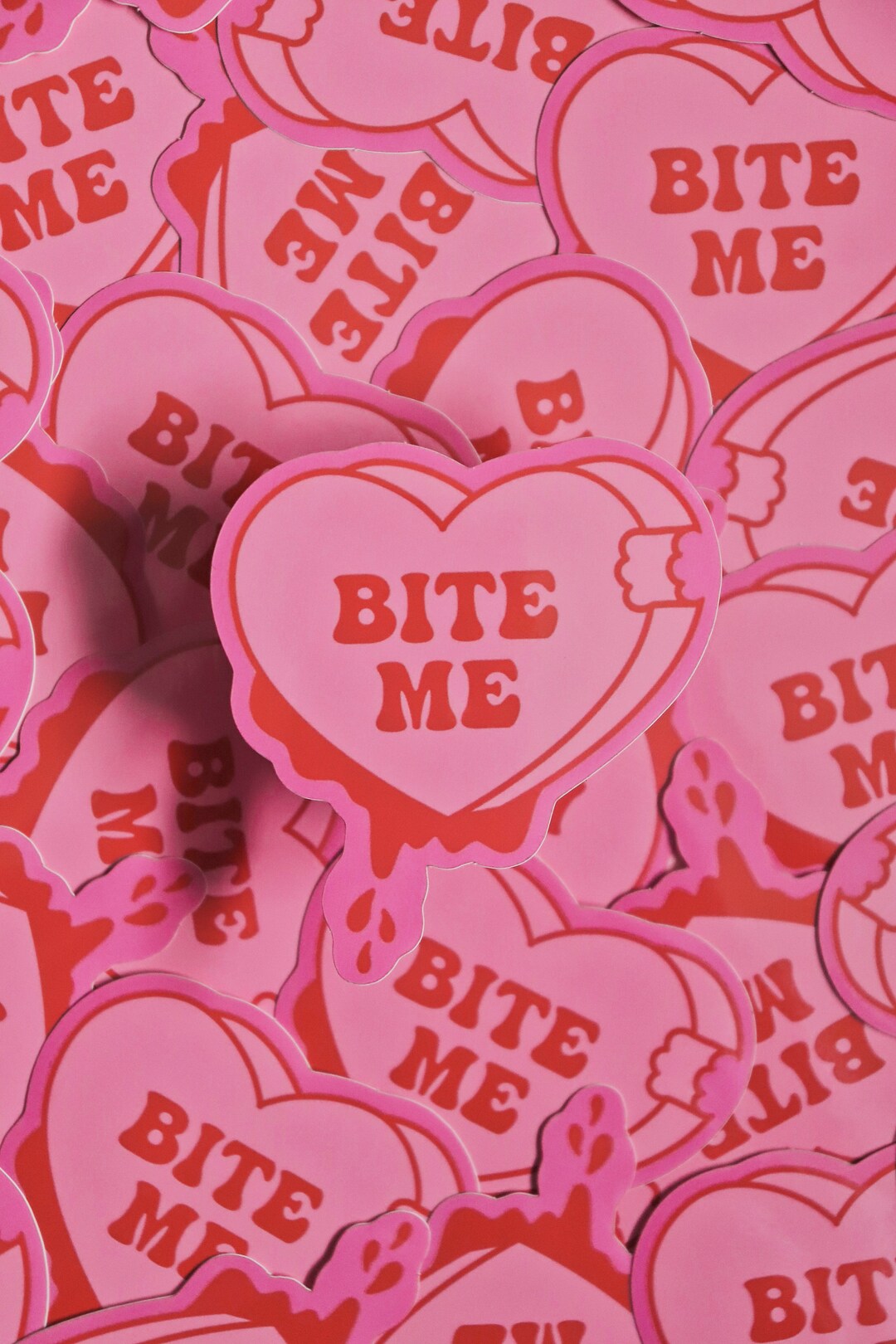 BITE ME Candy Heart Vinyl Sticker | Waterproof Glossy Die Cut | Candy ...