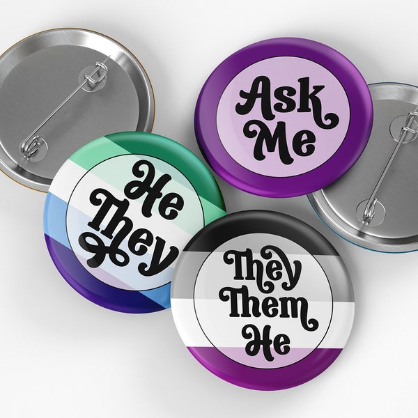 Pronoun Button - Etsy