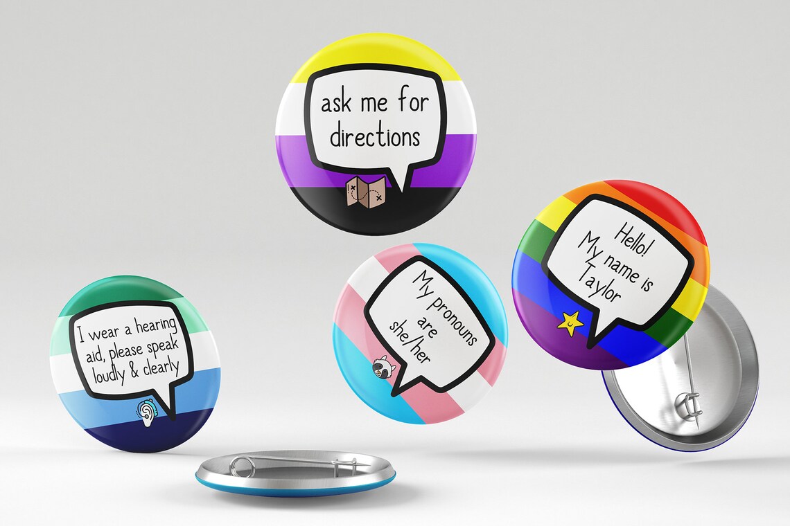 Custom Pronoun Badge Pronoun Button Badge Custom Pride Pin - Etsy UK