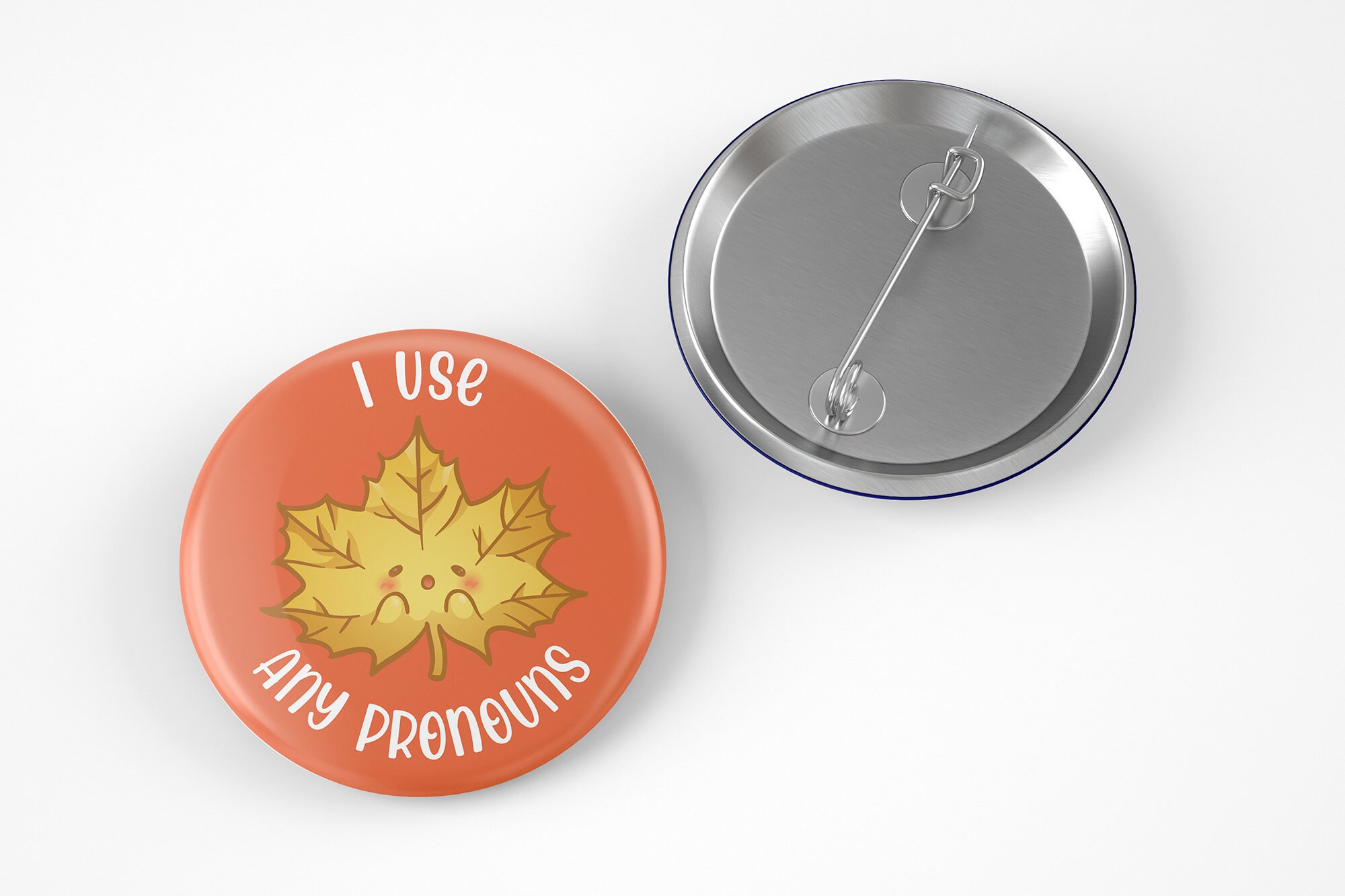 Pronoun Pin Cute Fall Pronoun Button Badge Autumn Pronouns | Etsy