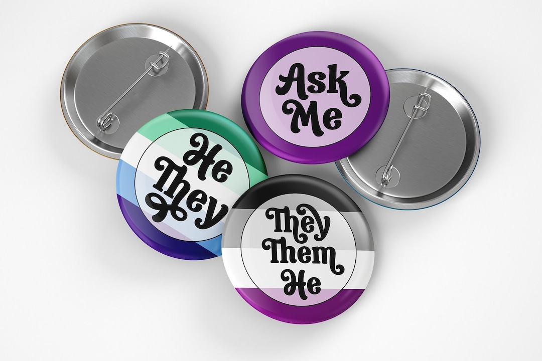 Pronoun Pin | Pronoun Button Badge | Pronouns Pin Button | Pronoun ...