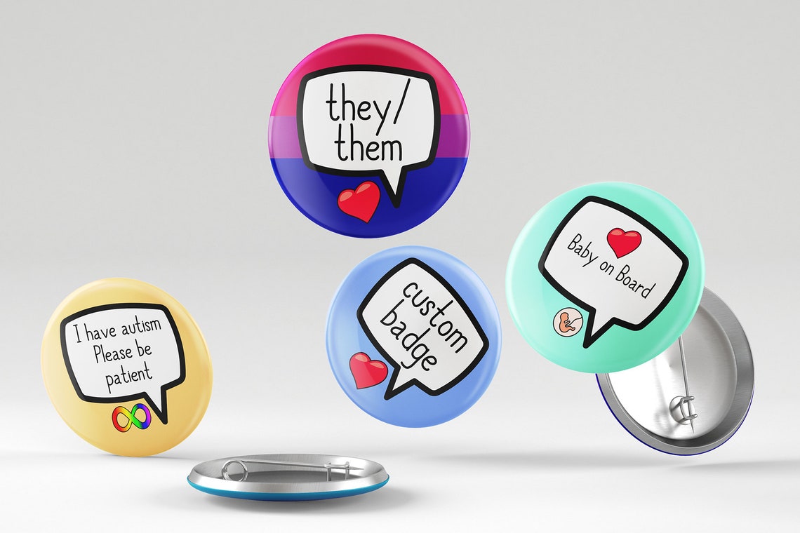 Custom Pronoun Badge Pronoun Button Badge Custom Pride Pin - Etsy UK