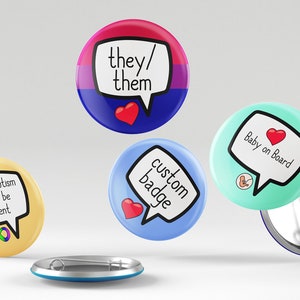 Custom Pronoun Badge | Pronoun Button Badge | Custom Pride Pin Button ...