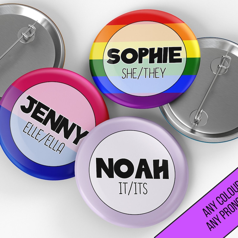 Pronoun Pins - Etsy