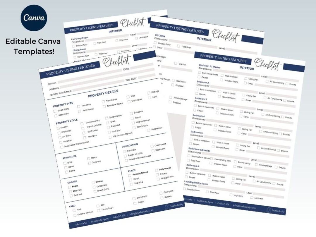 Real Estate Agent Home Features Checklist, Real Estate Walk Through ...