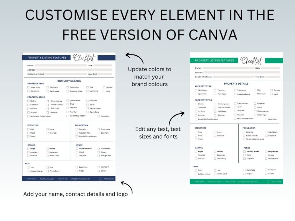 Real Estate Agent Home Features Checklist Real Estate Walk - Etsy
