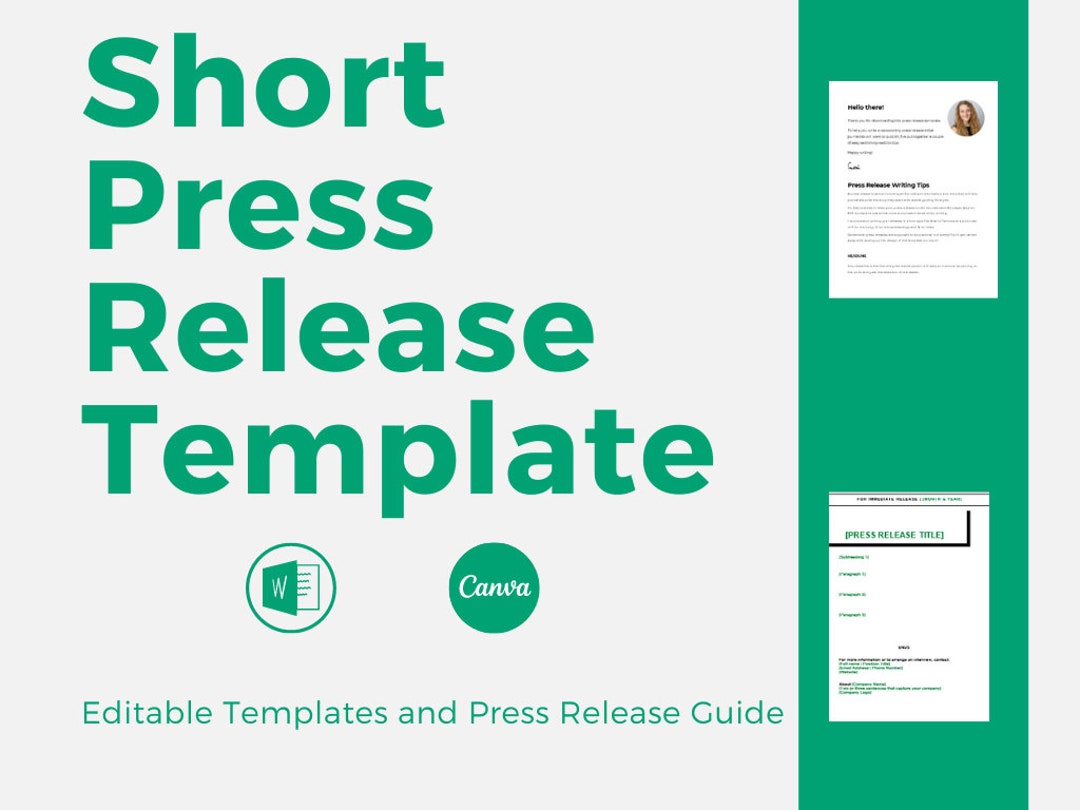 Short Press Release Template | Media Release Customisable Template | PR ...
