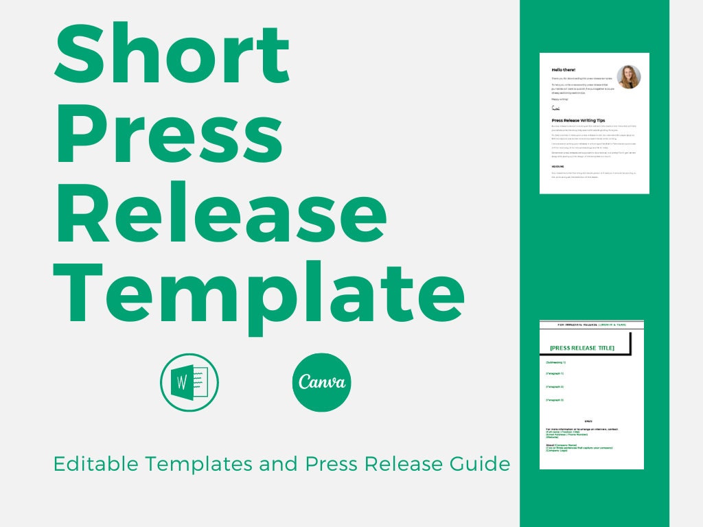 Short Press Release Template | Media Release Customisable Template | PR ...