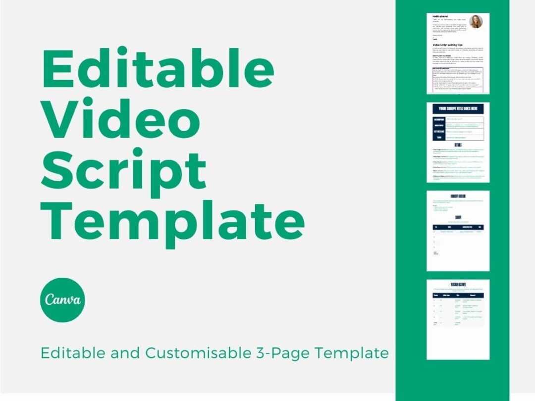 Customisable Video Script Template Editable Canva Template For Video