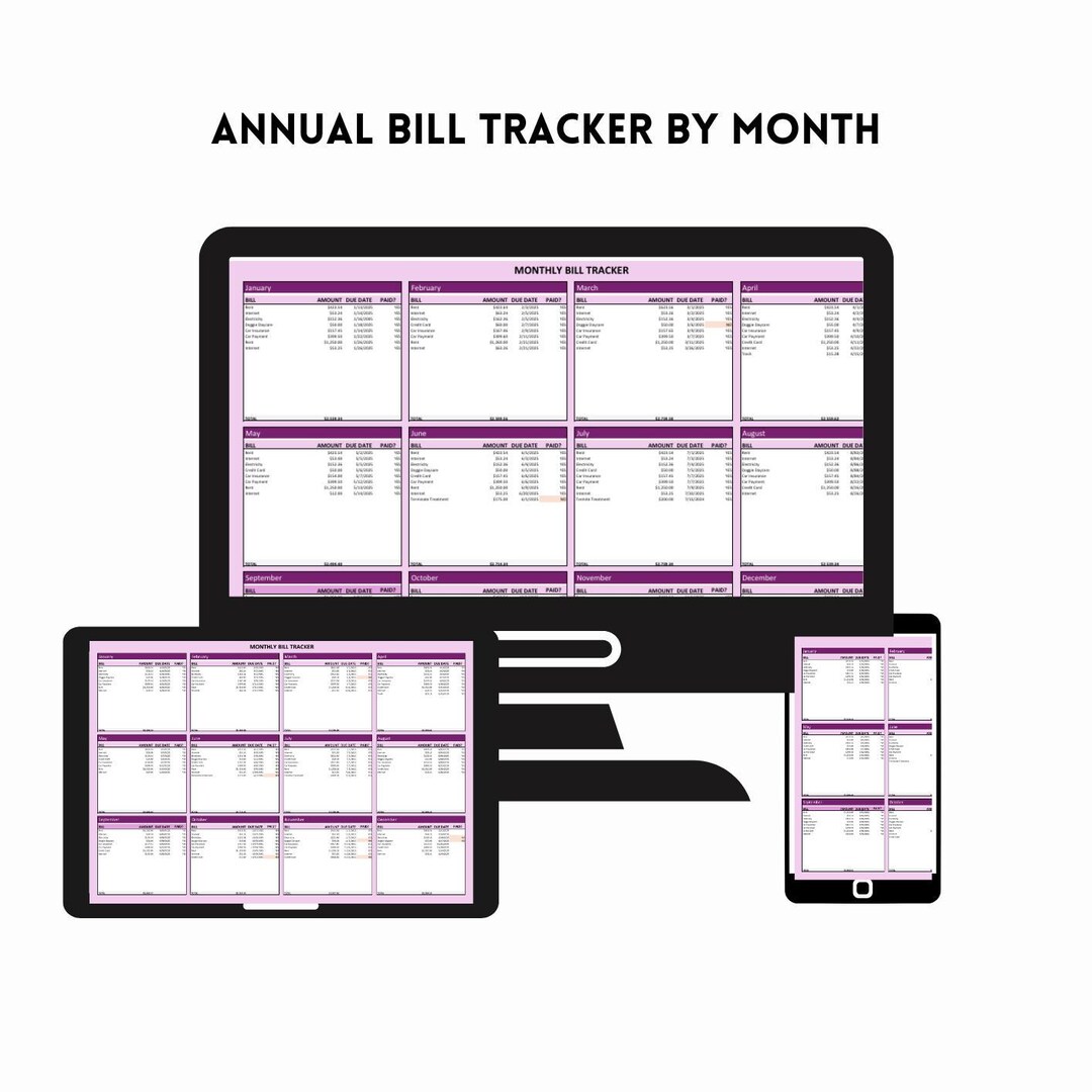 EASY Monthly Bill Tracker - Instant Download - Etsy