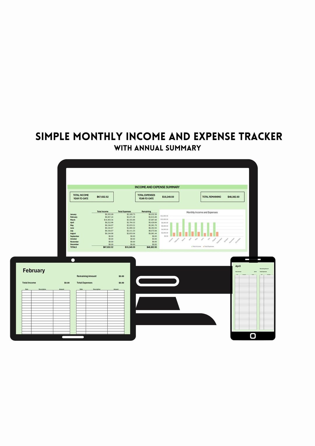 SIMPLE Income and Expense Tracker - Instant Download - Etsy